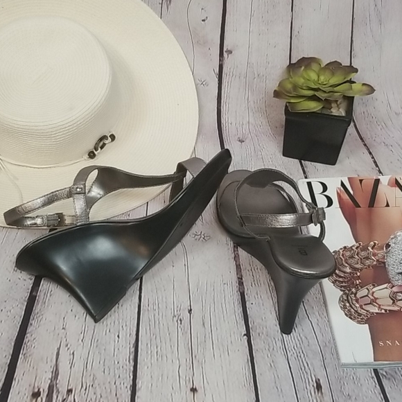 Bakers | Shoes | Bakers Silver Wedge Heels Sandals | Poshmark